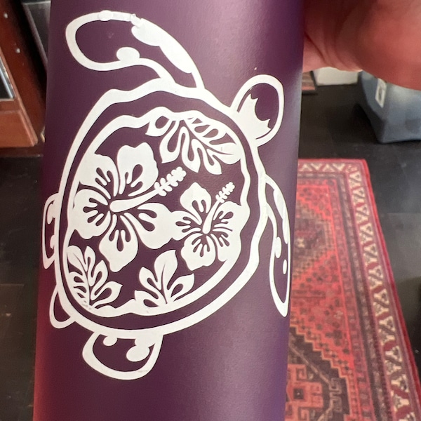 Turtle Hibiscus Flower Decal, Available in Many Sizes and Colors ...