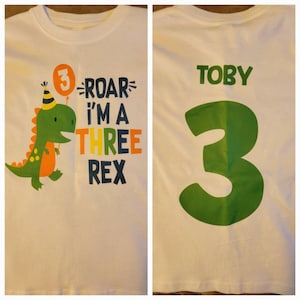 Dinosaur Boys 3rd Third Roar I'm a Three Rex Birthday Shirt, Dinosaur ...