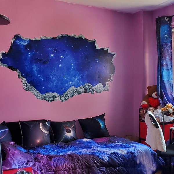 Nebula Wall Decal - Space Star Field 3D Smashed Wall Art Sticker Kids ...