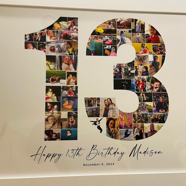 16th Birthday Photo Collage, 16th Birthday Gift, Birthday Number 16 ...