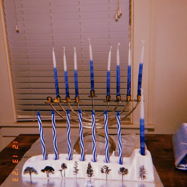 White Modern Hanukkah Menorah With Tree, Jewish Hanukkah Menorah ...