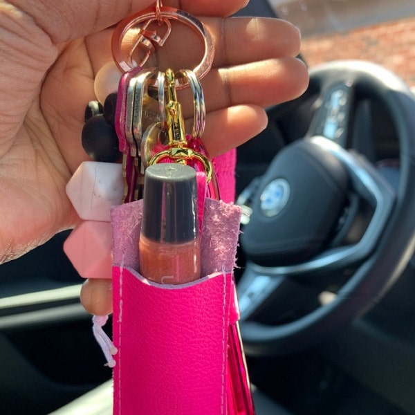 Chapstick Holder Keychain in Genuine Leather - Assorted Colors and ...