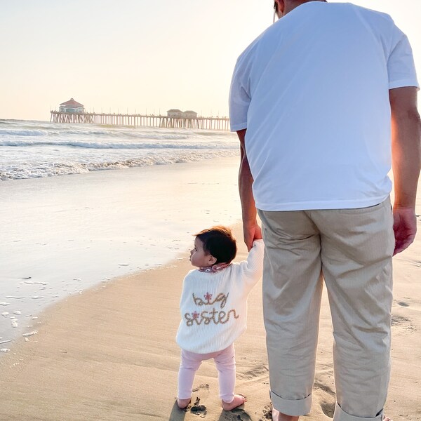 Hand Embroidered Big Sister Lil Sister Sweater Hand Embroidered Sweater ...