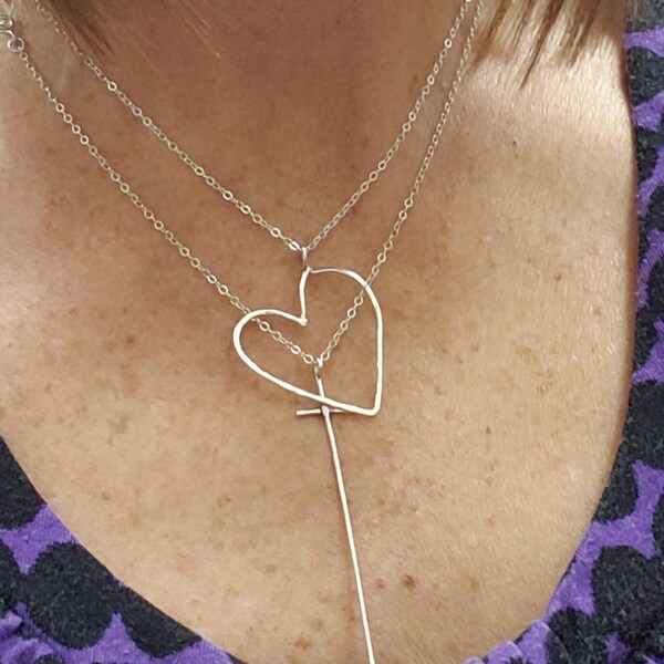 Sideways Heart Necklace-sterling Silver - Etsy