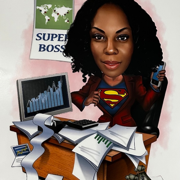 Personalized Super Boss Cartoon Portrait, Custom Caricature Drawing ...
