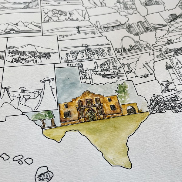 DIY Watercolor US Travel Map Kit | Paint Your Adventures | Mother's Day ...