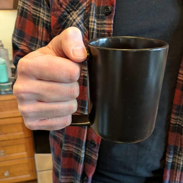 CURVD® Ergonomic Coffee Mug: Matte Black Ceramic, Large Handle (18oz ...