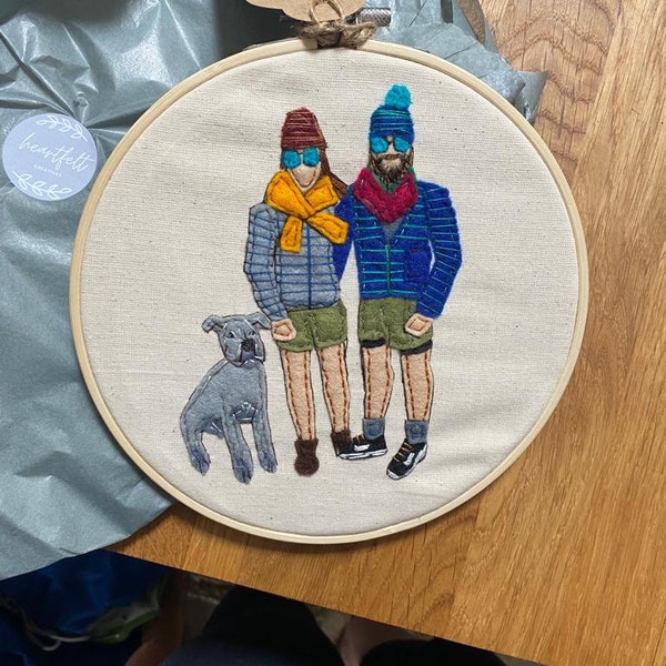 Custom Handmade, Personalised Embroidery, Embroidered Family Portrait ...