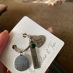 Sweet 16 Keychain Sweet 16 Gift Personalized Sweet 16 Keychain Birthday ...