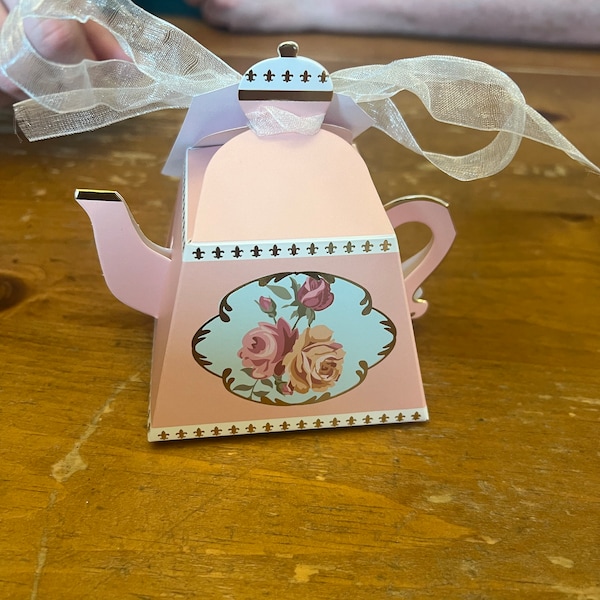 25 Pack | 4" Dusty Rose Mini Teapot Wedding Favor Boxes, Tea Time Gift ...