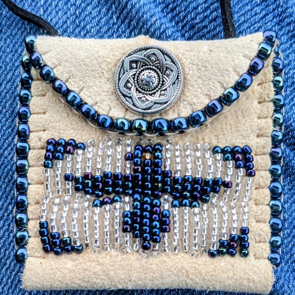 Two Lodges Beaded Buckskin Bag - Etsy