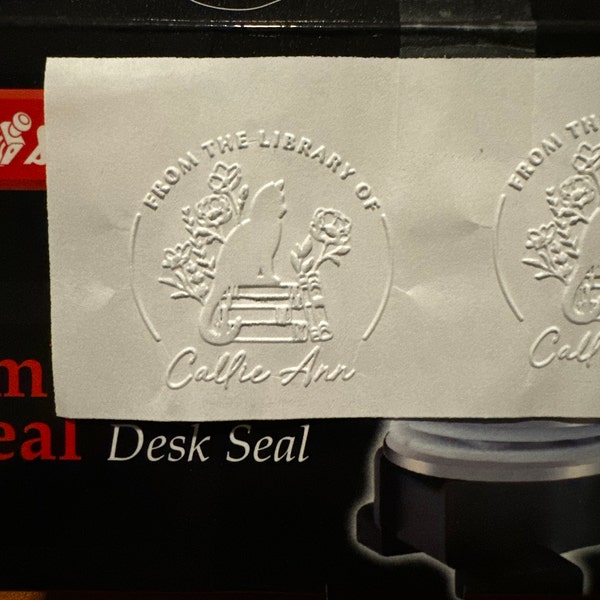 Book Embosser Book Stamp, Personalized Cat Book Stamp, From the Library ...