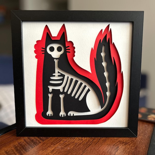 3d Funny Cat, Shadow Box Templates, SVG for Cardstock / 3D Cat Shadow ...