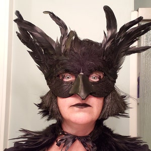Black Raven Feather Costume Mask Crow, Blackbird, Raven Costume ...