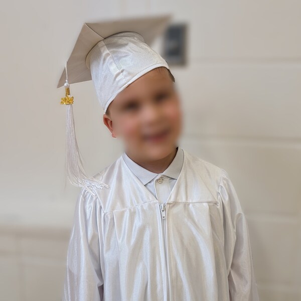 Shiny Light Blue Graduation Cap With Tassel 2025 Date Drop | Blank Grad ...