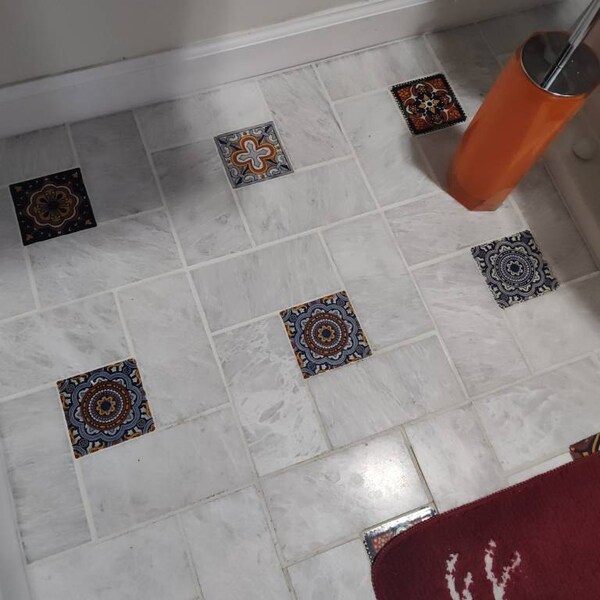 16 Mexican Tiles Hand-painted Talavera Patterns Approx. 10.5x10.5 Cm (4 ...