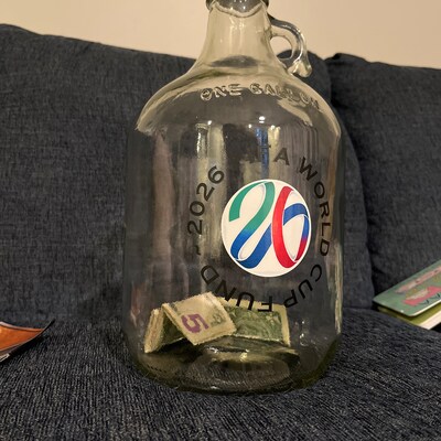 Our Adventure Fund World Map Money Jar Travel Fund 1 Gallon Glass Jug ...