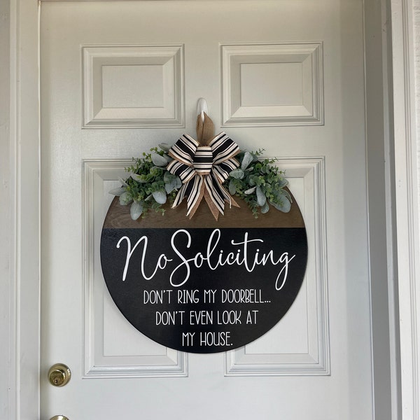 Front Door Decor | No Soliciting Sign | Year Round Wreath | Funny Front ...