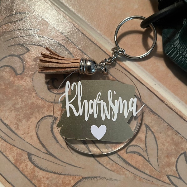 Personalised Keyring Keychain With Name & Tassel Acrylic Custom Keyring ...