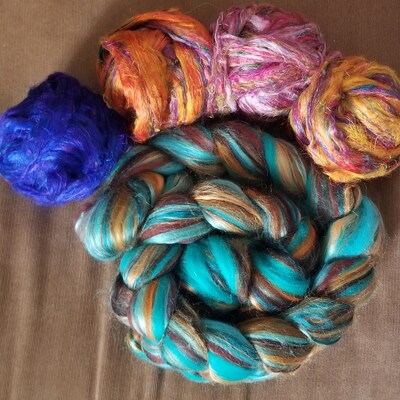 Roving,turquoise and Amber Dyed Roving,merino Silk Roving,art Yarn ...