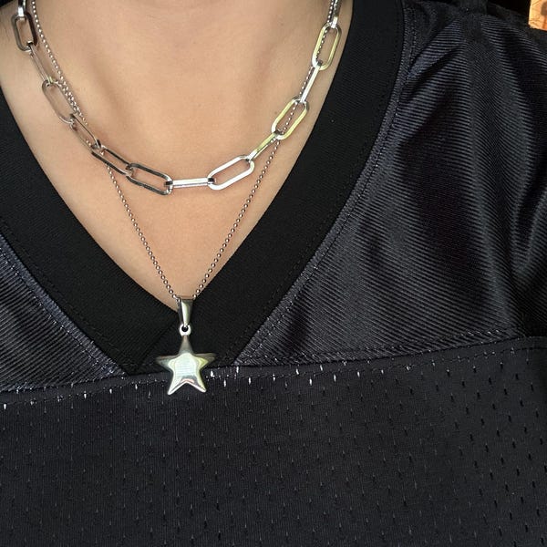 Stainless Steel Dangly Star Earrings | Grunge Edgy Cyber Punk Alt Hoop ...