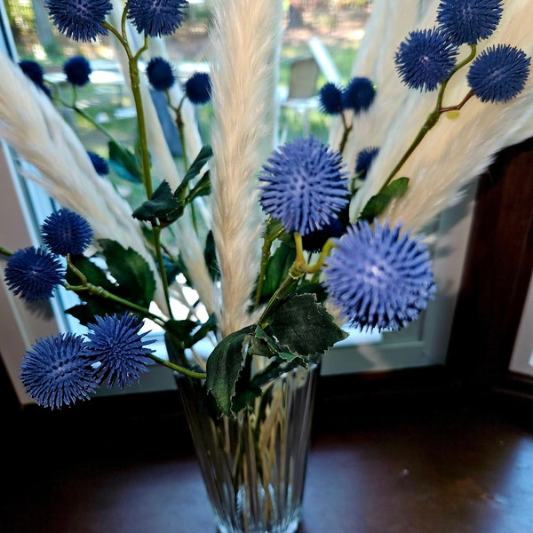 1 Blue Thistle Stem, Artificial Flower High-quality Artificial Floral ...