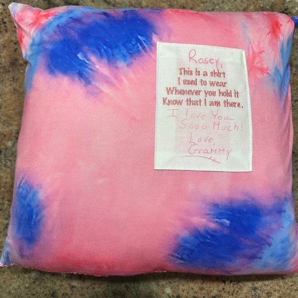 Memory Shirt Pillow With Handwriting and Picture, Made From Clothing ...