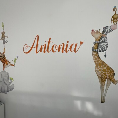 Safari Animal Stack Fabric Wall Decal, Safari Nursery, Watercolour ...