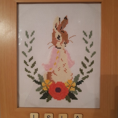 Beatrix Potter Birth Sampler Cross Stitch Pattern Peter Rabbit Wreath ...