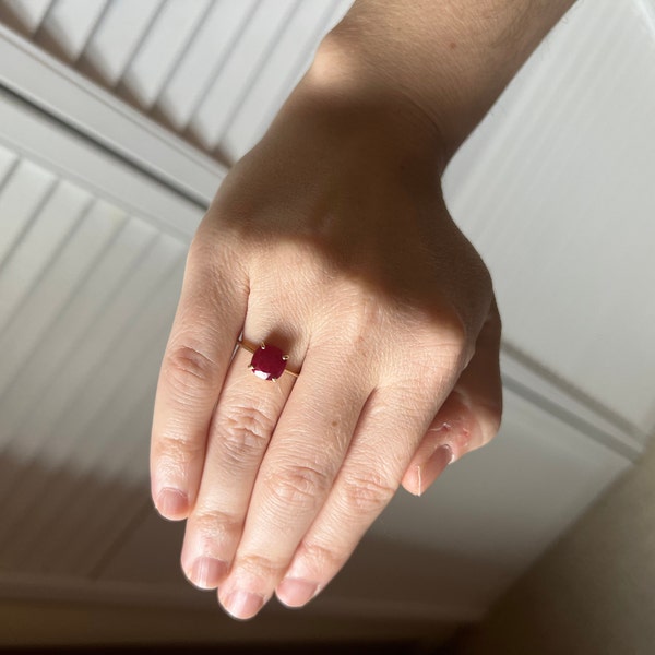 Radiant Ruby Ring in Gold, Raw Ruby Ring in Gold, Natural Ruby Ring ...