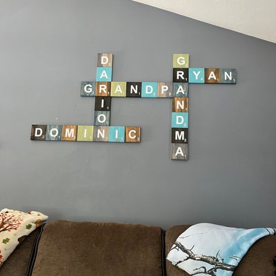 Scrabble Wall,46 Tile Colors ,farmhouse Carved Decor,rustic ...