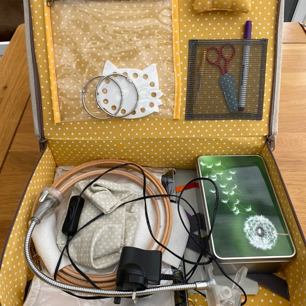 Hobbygift Large Linen Project Case Storage Bag - Applique Bee Design ...