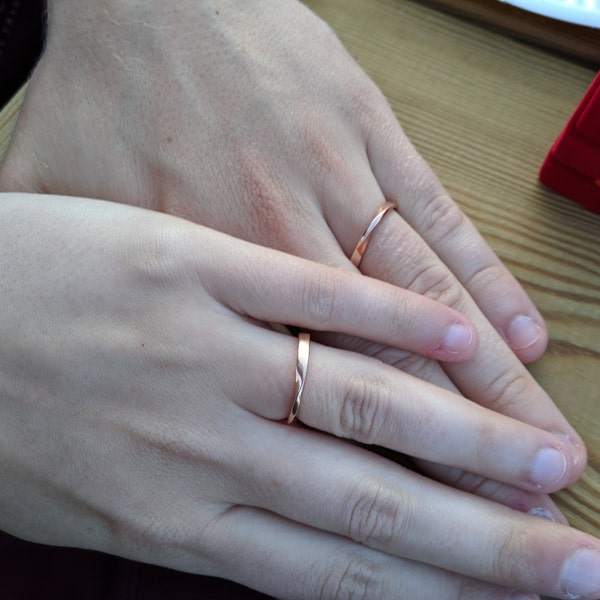 Mobius Ring, Gold Mobius Ring Set, His and Her, Solid Gold Mobius ...