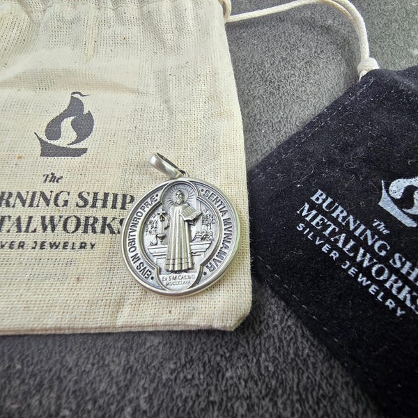 Sterling Silver Saint Benedict Necklace, Personalized Christian Saint ...