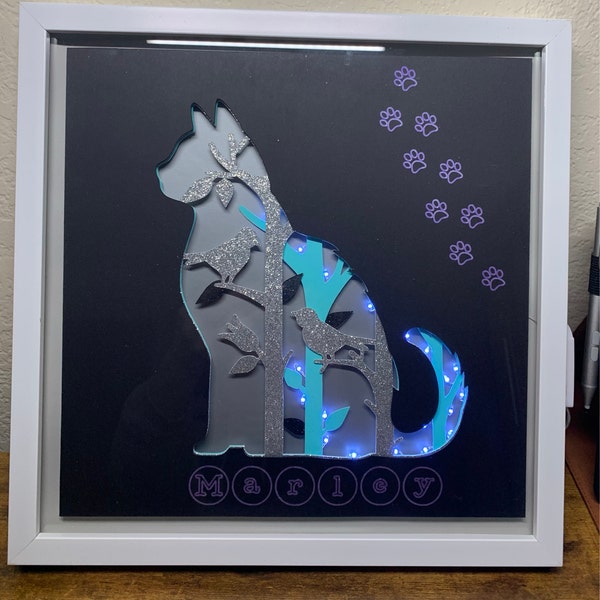 Cat Shadow Box SVG, 3d Papercut SVG, Layered Paper Art Template, Scroll ...