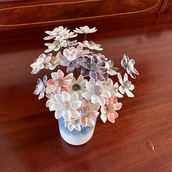 3-blooming Mussel Shell Flowers - Etsy