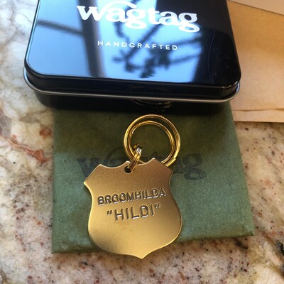 Dog Tag, Shield Dog Tag, Brass Dog Tag, Pet ID Tags, Personalized Dog ...