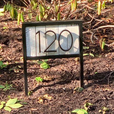 Address Stake Modern Reclaimed Wood House Numbers for Garden Farmhouse ...