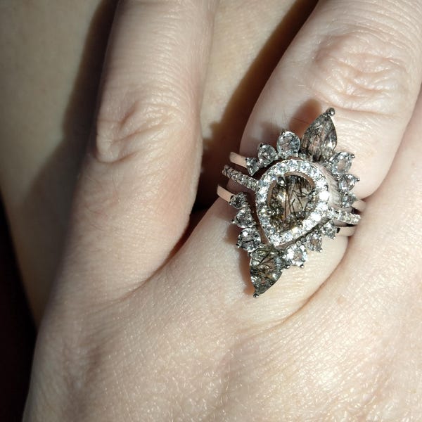 Infinity Twist Engagement Ring Set- Rose Gold Engagement Ring- Halo ...