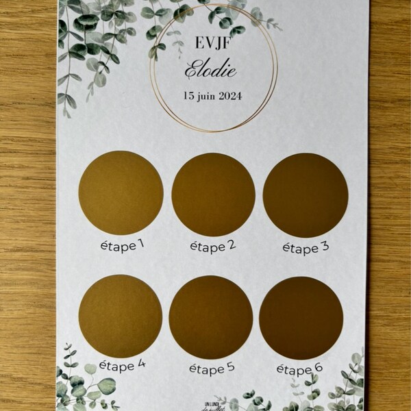 Carte à gratter pour EVJF, programme EVJF, carte personnalisable ...