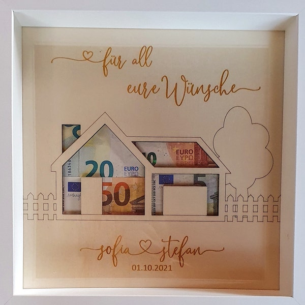 GELDGESCHENK RAHMEN "TRAUMHAUS" | Hochzeit Hausbau Geld schenken ...