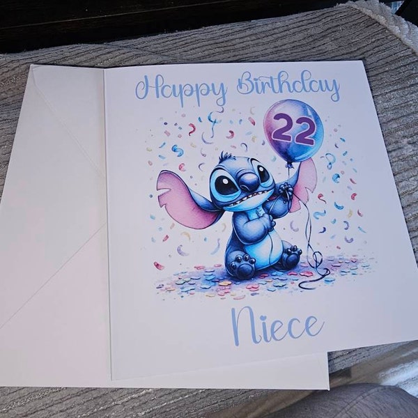 Stitch Birthday Card, Personalised Stitch, Happy Birthday Card Daughter ...