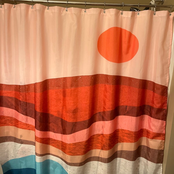Mid Century Modern Shower Curtain Geometric Bath Decor Home Decor