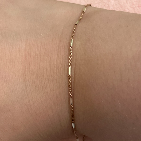 Simple Rose Gold Chain Bracelet, Minimalist Rose Gold Necklace ...