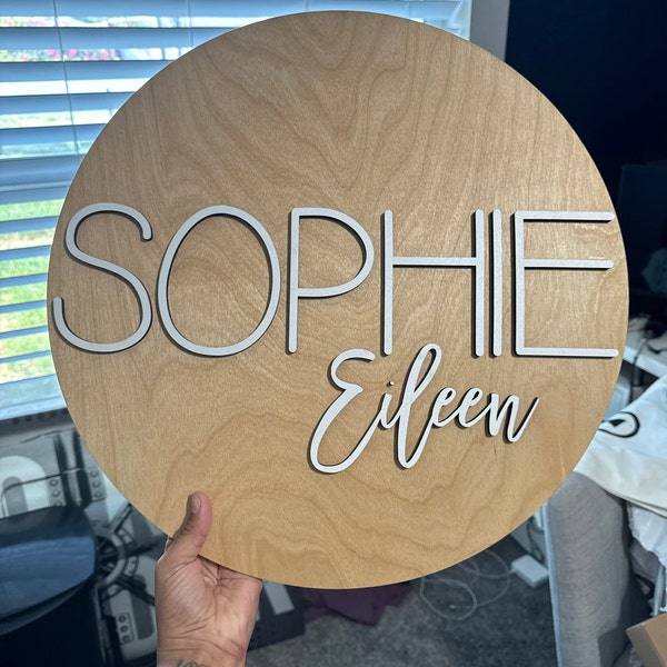 Nursery Name Sign, Round Name Sign, Above Crib Sign, 3d Name Sign, Baby ...