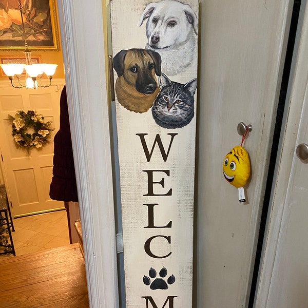 PET WELCOME SIGN, Custom Pet Sign, Dog Sign, Cat Sign, Vertical Front ...