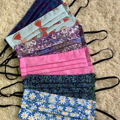 5 Pack Personal Face Mask Covering 100% Cotton Fabric Washable Reusable ...