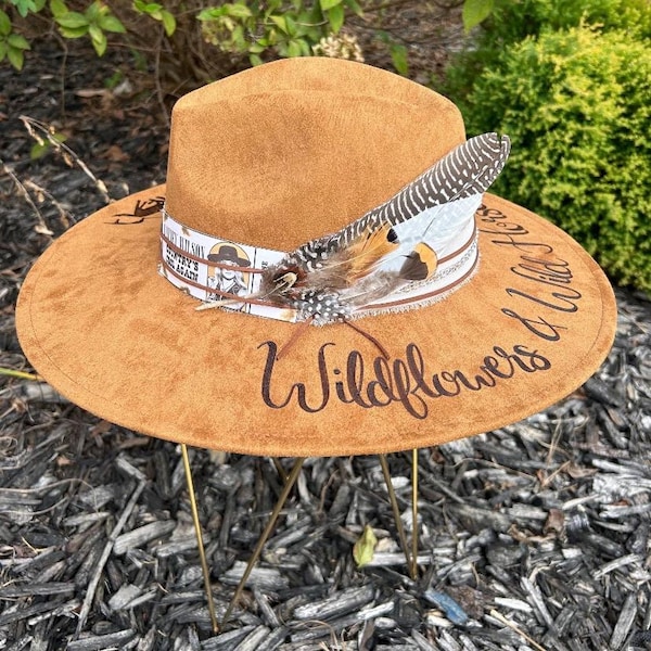 Wildflowers & Wild Horses Lainey Wilson Custom Hand Burned Wide Brimmed ...