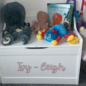 Personalised White Rainbow Childrens Toy Box Toy Storage Toy Chest ...