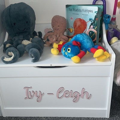 Personalised White Rainbow Childrens Toy Box Toy Storage Toy Chest ...